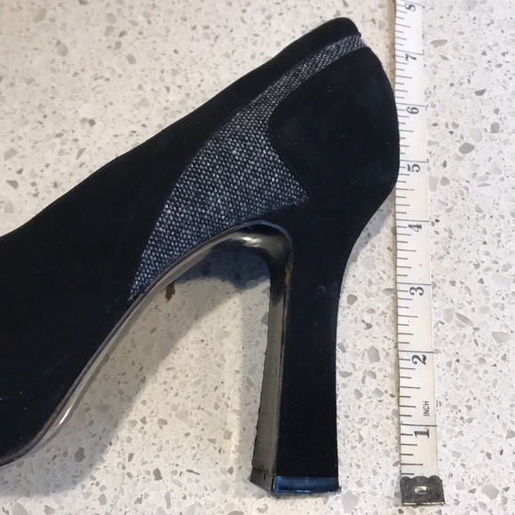 Richard Tyler | Shoes | Richard Tyler Black Suede Tweed Peeptoe Heels ...